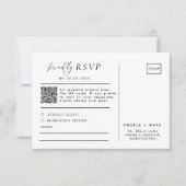 Modern Black & White Wedding QR Code RSVP Postcard | Zazzle