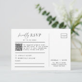 Modern Black & White Wedding QR Code RSVP Postcard | Zazzle
