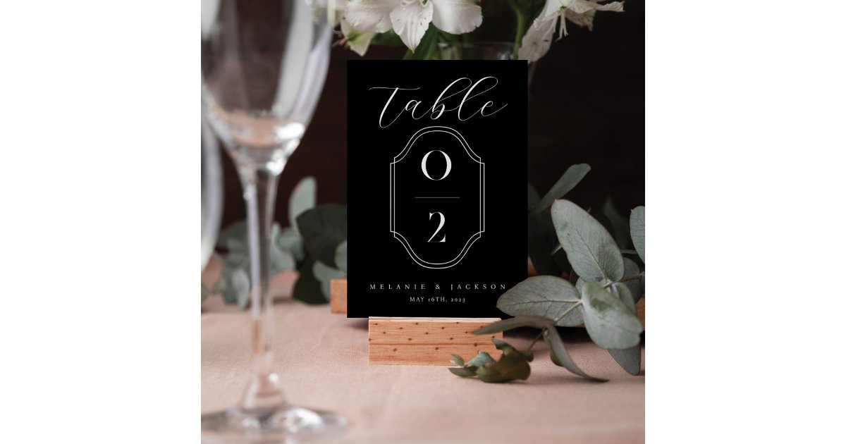 Modern Black & White Wedding Table Number Crest | Zazzle