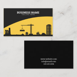 Modern Black & Yellow Construction Site Building Business Card | Zazzle