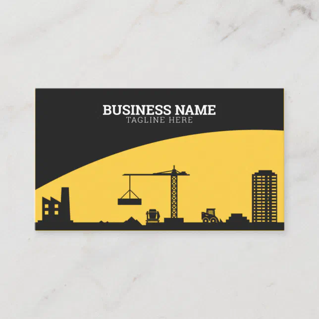 Modern Black & Yellow Construction Site Building Business Card | Zazzle
