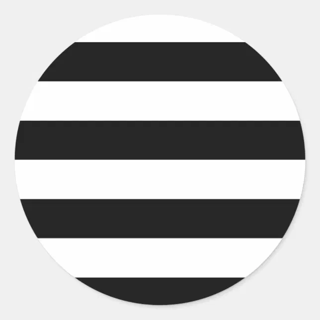 Modern Blank White and Black Stripes Classic Round Sticker | Zazzle