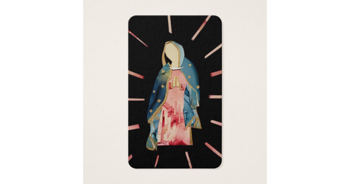 Modern Blessed Mother In Memory Prayer Card | Zazzle