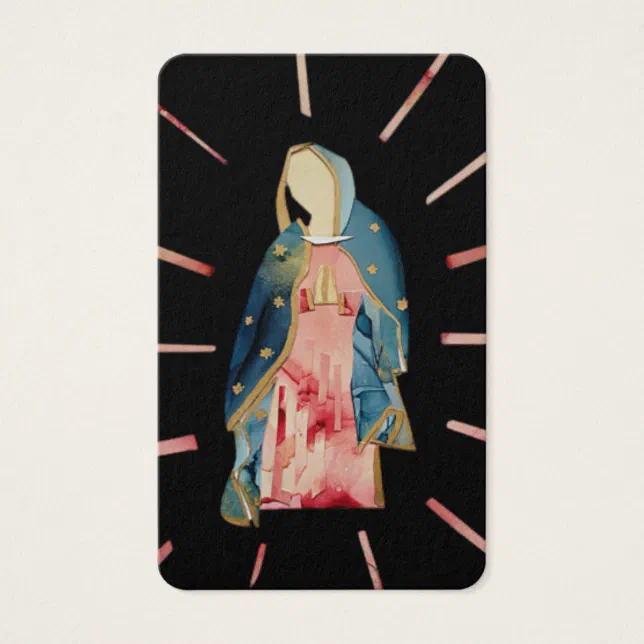 Modern Blessed Mother In Memory Prayer Card | Zazzle