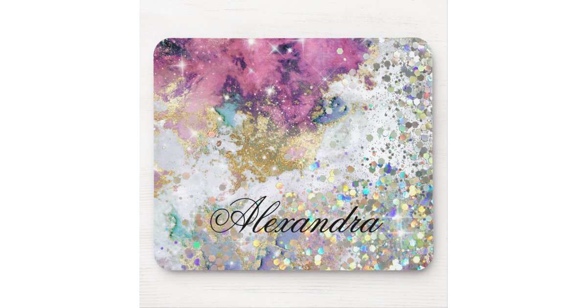 Modern Bling Sparkles Glitter Gold Galaxy Stars Mouse Pad | Zazzle