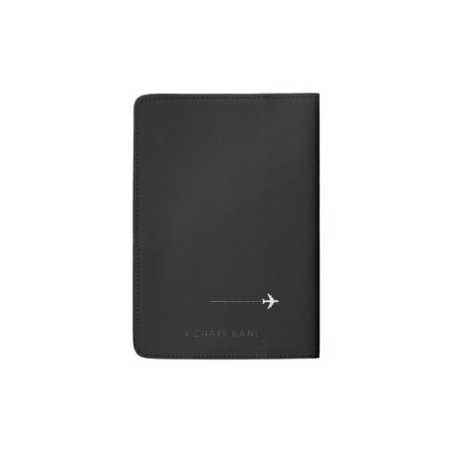 Modern blk. Travel Passport Cover Design with Name | Zazzle