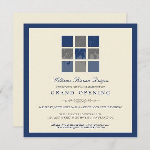 Modern Blocks Grand Opening Invitation (blue) | Zazzle