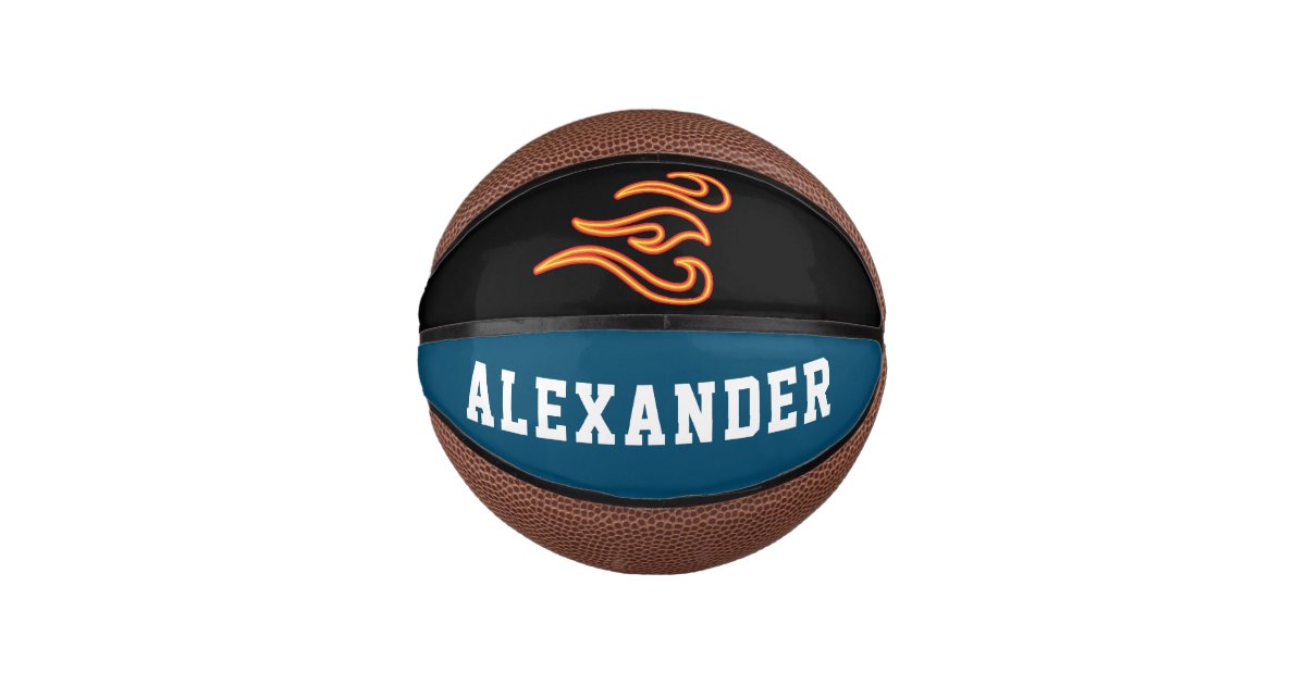Modern Blue And Black Personalized Boy Mini Basketball | Zazzle