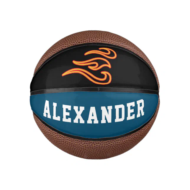 Modern Blue And Black Personalized Boy Mini Basketball | Zazzle