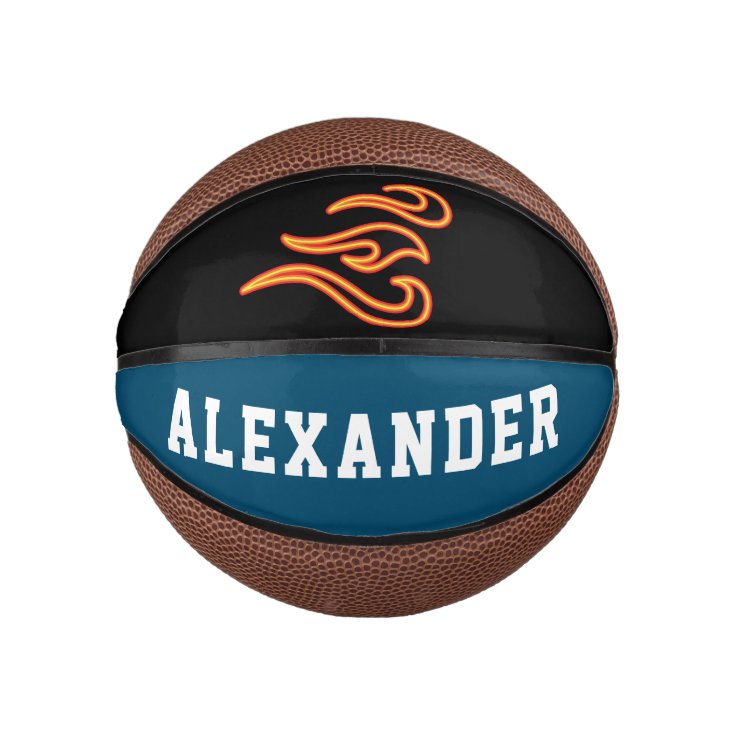 Modern Blue And Black Personalized Boy Mini Basketball | Zazzle