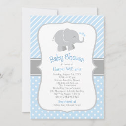 Modern Blue and Gray Elephant Boy Baby Shower Invitation | Zazzle
