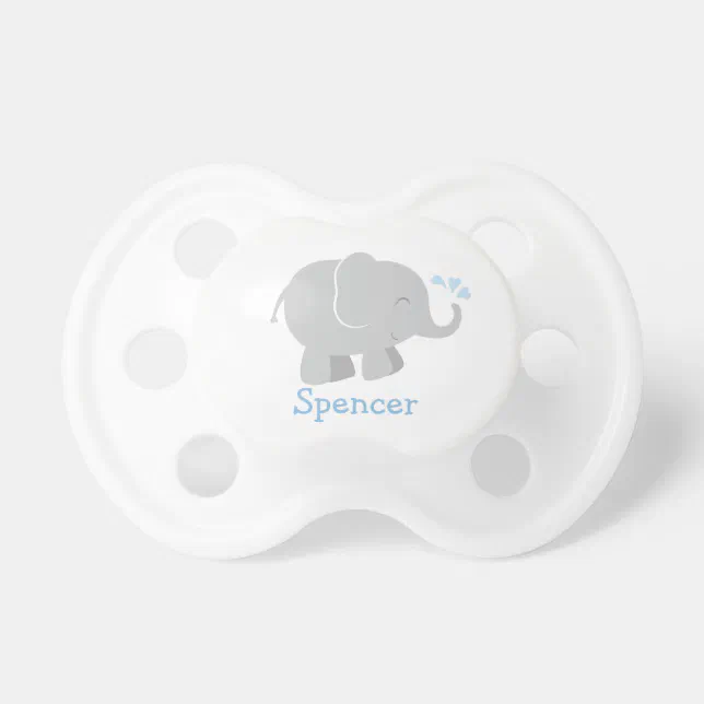 Modern Blue and Gray Elephant Custom Monogram Pacifier | Zazzle