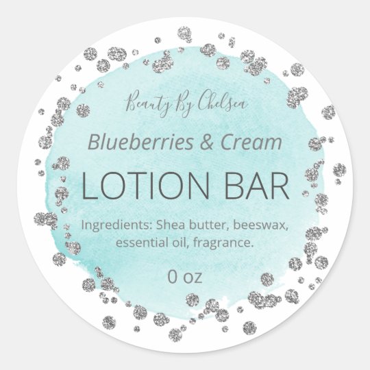 Modern Blue And Silver Glitter Lotion Bar Labels | Zazzle.com