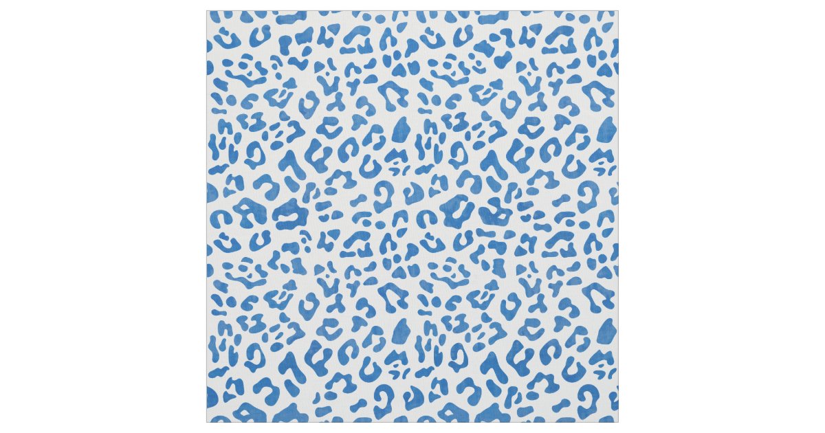 Modern Blue And White Cheetah Animal Print Pattern Fabric | Zazzle