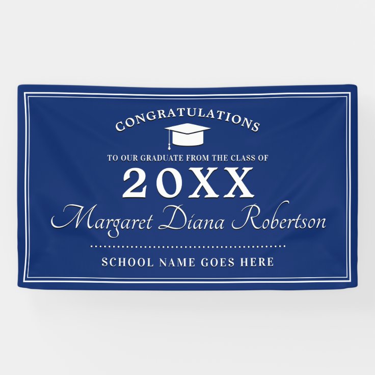 Modern Blue and White Graduation Banner | Zazzle