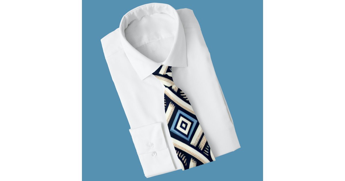 Modern Blue and white Greek Meander pattern Neck Tie | Zazzle