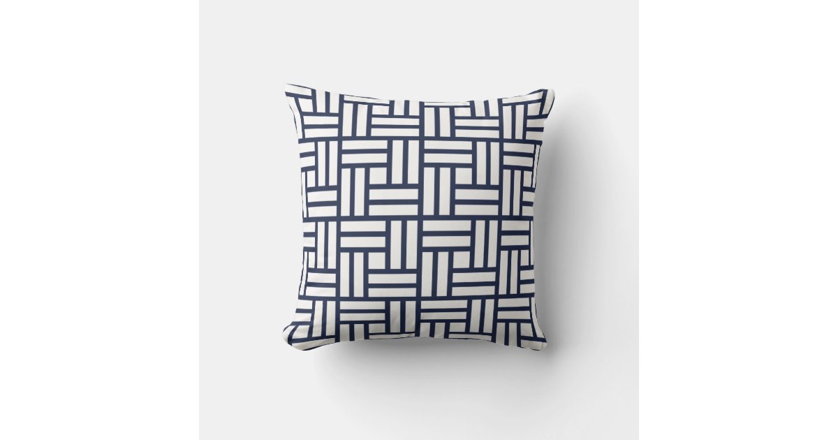 Modern Blue and White Pattern Throw Pillow | Zazzle
