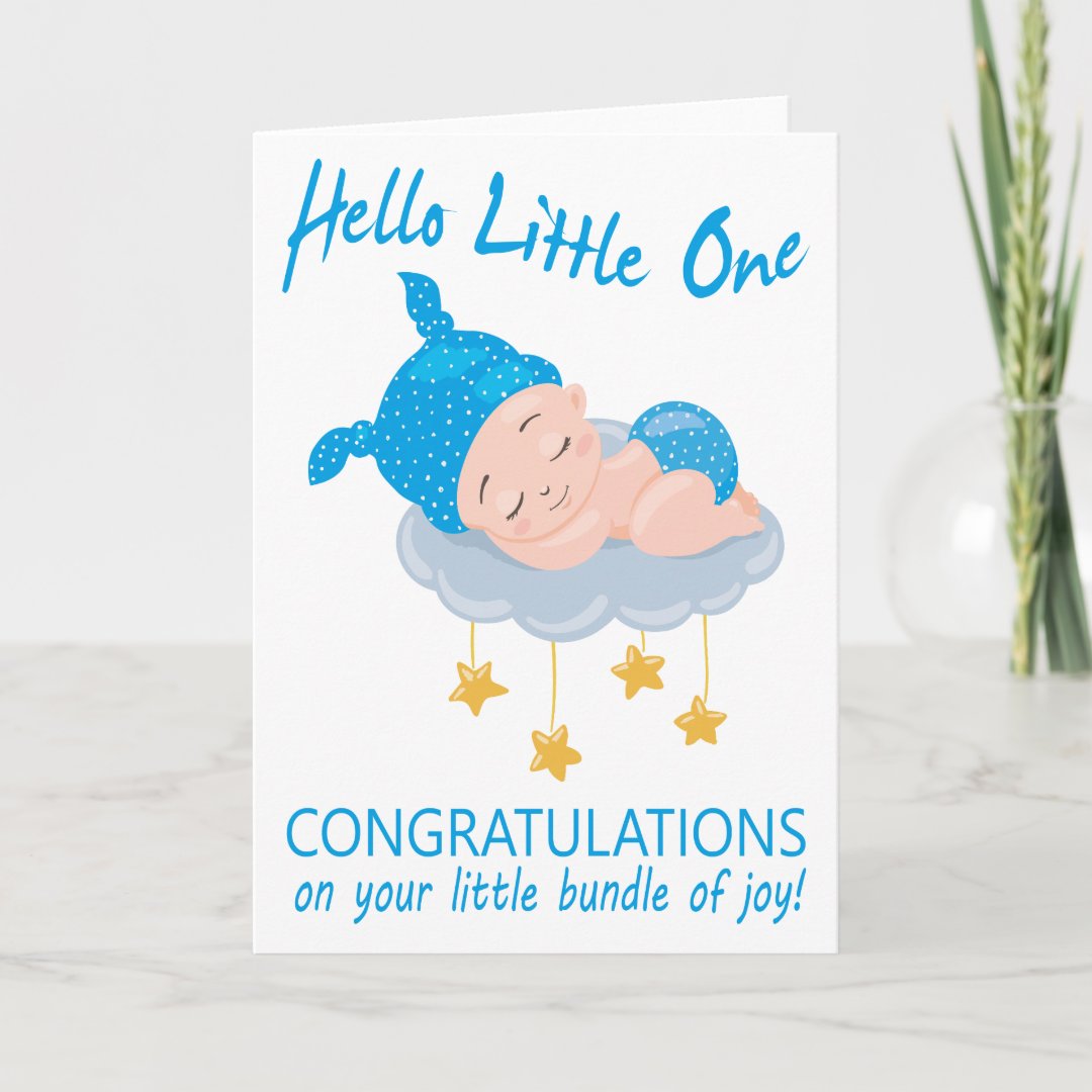 Modern Blue Baby Boy I New Baby Congratulations Card | Zazzle