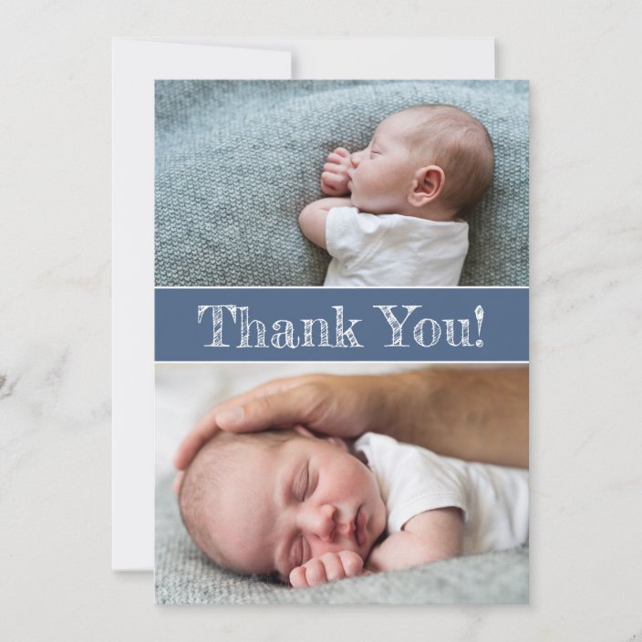 Modern Blue Baby Boy Photos Thank you Message Announcement | Zazzle.com
