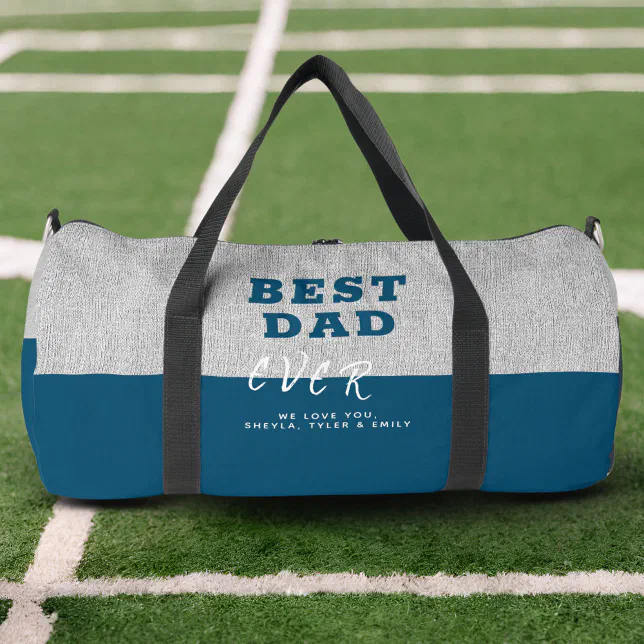 Modern Blue Best Dad Ever Father's Day Duffle Bag | Zazzle