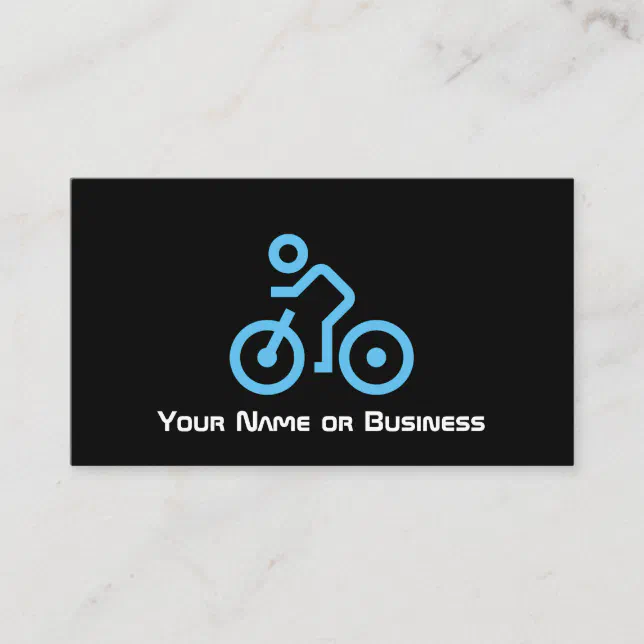 Modern Blue Bike Symbol on Black Bicycle Cyclist Business Card | Zazzle