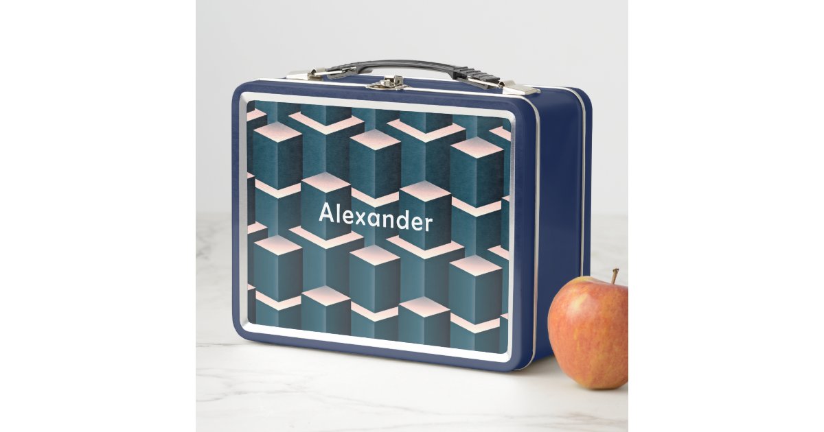 Modern Blue Building Blocks Personalize Metal Lunch Box | Zazzle