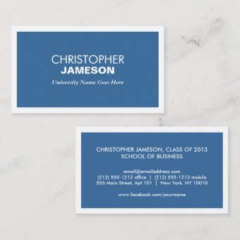 MODERN BLUE BUSINESS CARD FOR COLLEGE STUDENTS | Zazzle