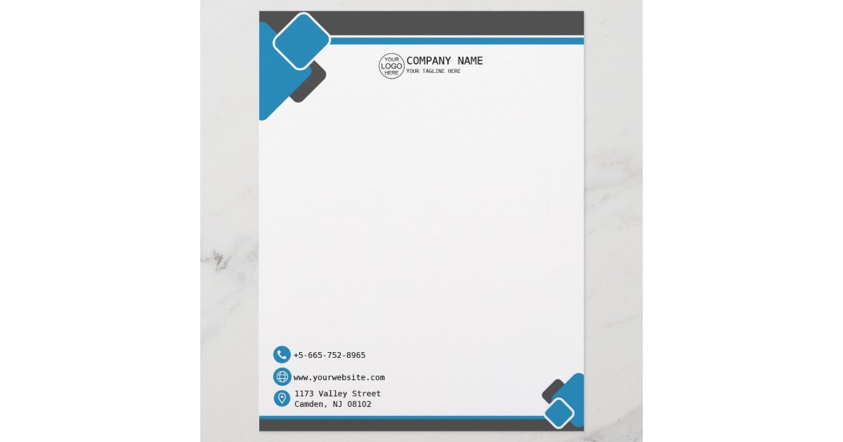 Modern blue Business logo Letterhead | Zazzle
