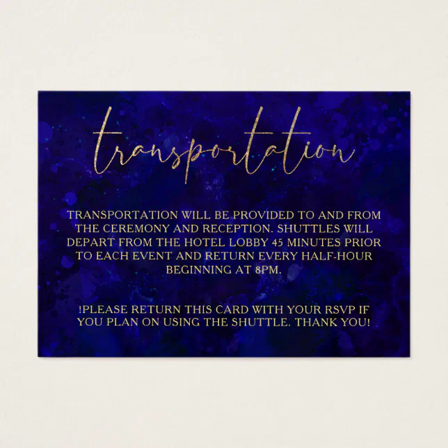 Modern Blue Calligraphy Wedding Transportation | Zazzle
