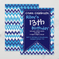 Modern Blue Chevron Birthday Party Invitations | Zazzle