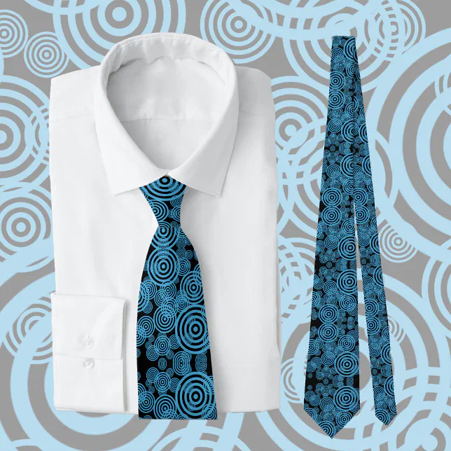 Modern blue circles pattern neck tie | Zazzle