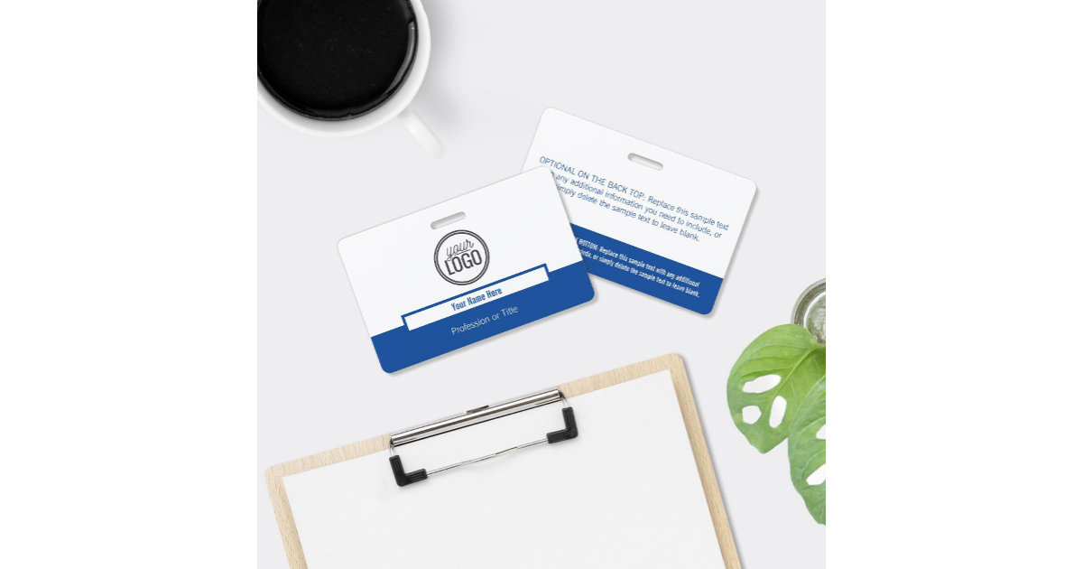 Modern Blue Color Block Professional Name Tag Badge | Zazzle