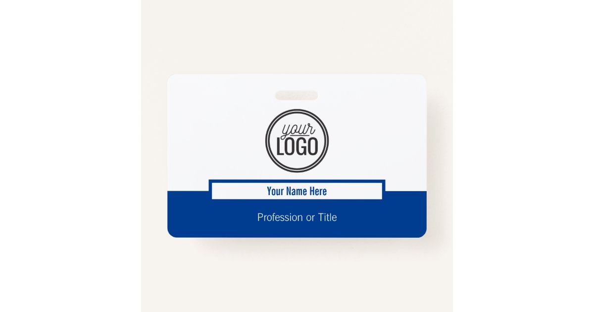 Modern Blue Color Block Professional Name Tag Badge | Zazzle