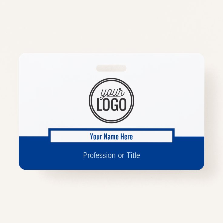 Modern Blue Color Block Professional Name Tag Badge | Zazzle
