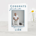 Modern Blue Congrats Graduate Graduation Photo Card | Zazzle
