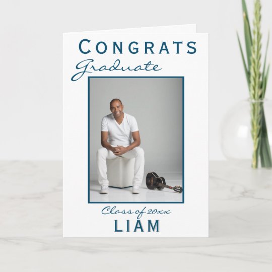 Modern Blue Congrats Graduate Graduation Photo Card | Zazzle.com