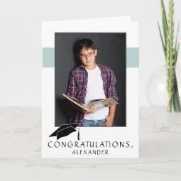 Modern Blue Congratulations Graduation Photo Card | Zazzle