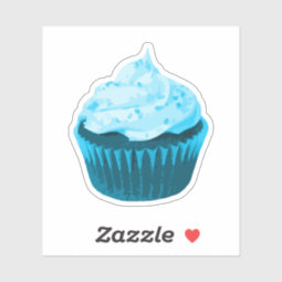 Modern Blue Cupcake Sticker | Zazzle