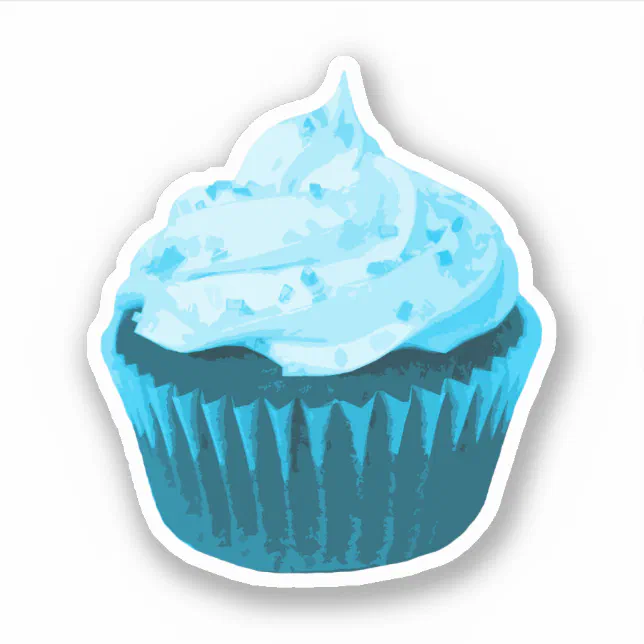 Modern Blue Cupcake Sticker | Zazzle