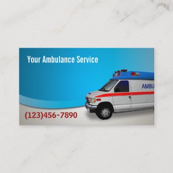 Modern Blue Curve Ambulance Service Business Card | Zazzle