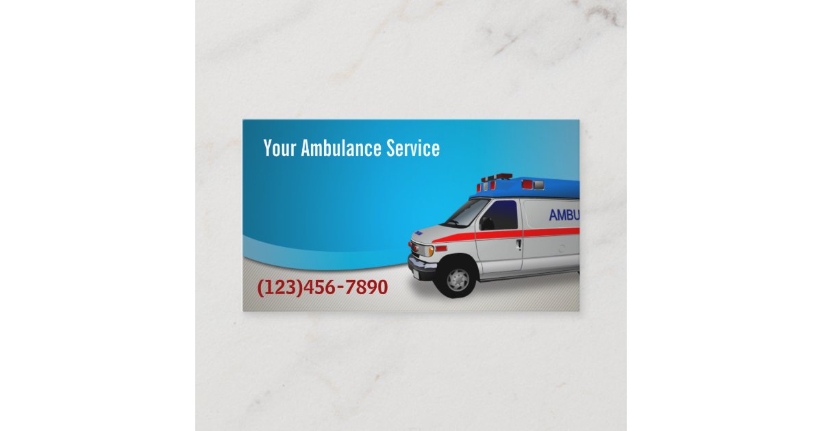 Modern Blue Curve Ambulance Service Business Card | Zazzle.com