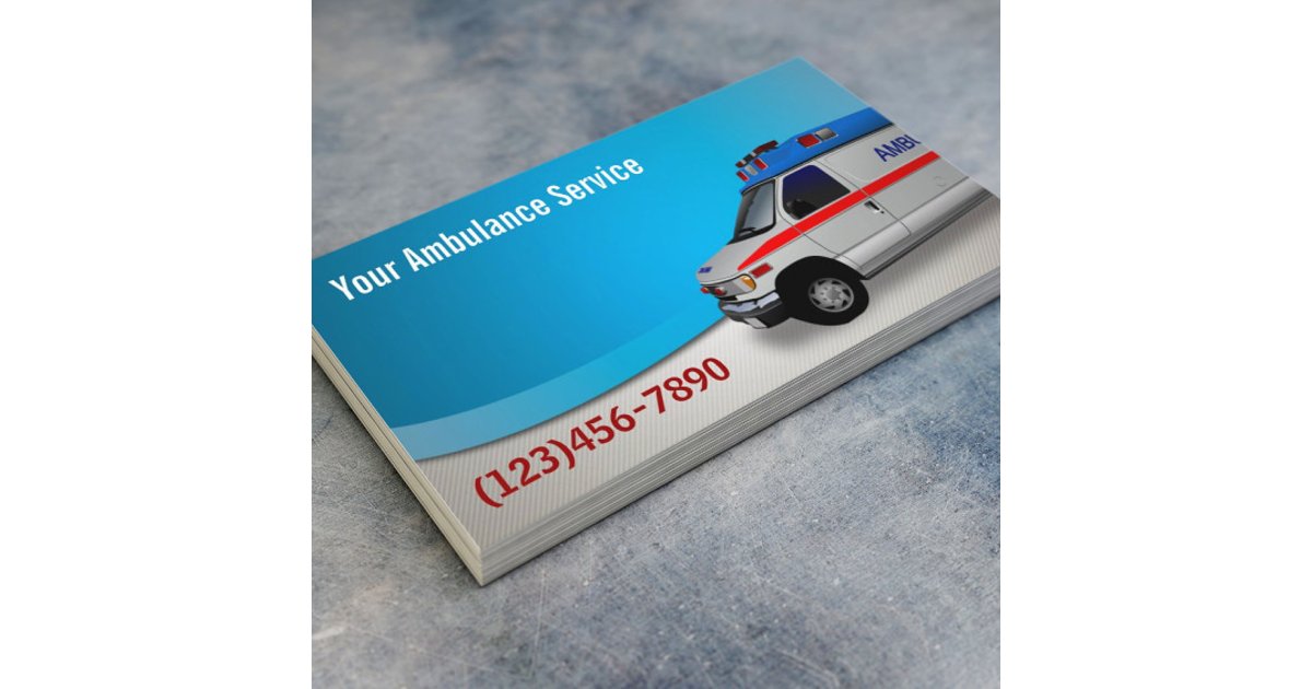 Modern Blue Curve Ambulance Service Business Card | Zazzle