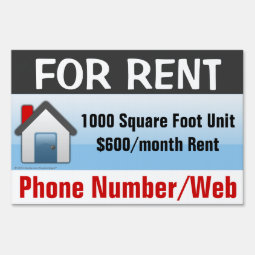 Modern Blue Custom For Rent Sign | Zazzle