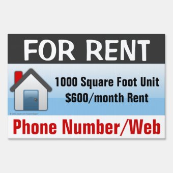 Modern Blue Custom For Rent Sign | Zazzle