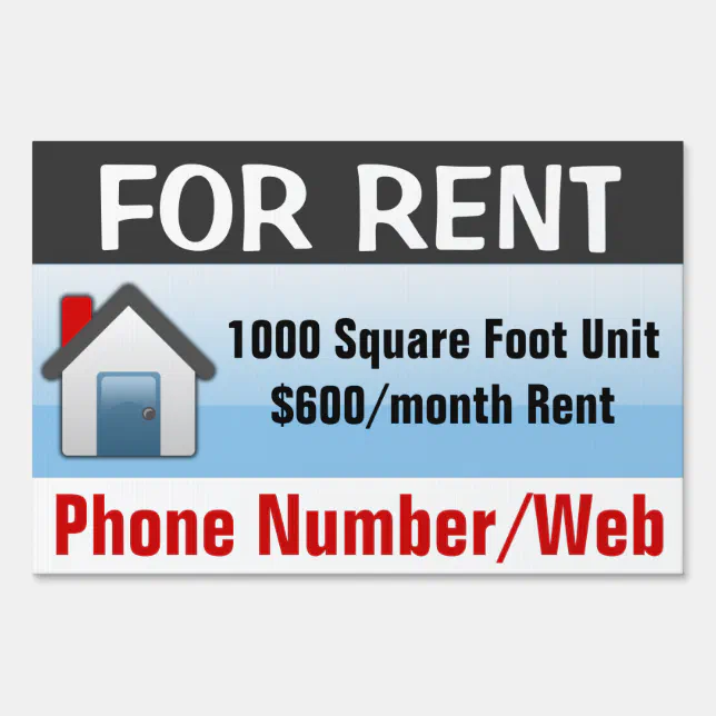 Modern Blue Custom For Rent Sign | Zazzle