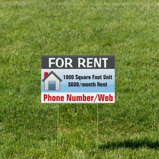 Modern Blue Custom For Rent Sign | Zazzle