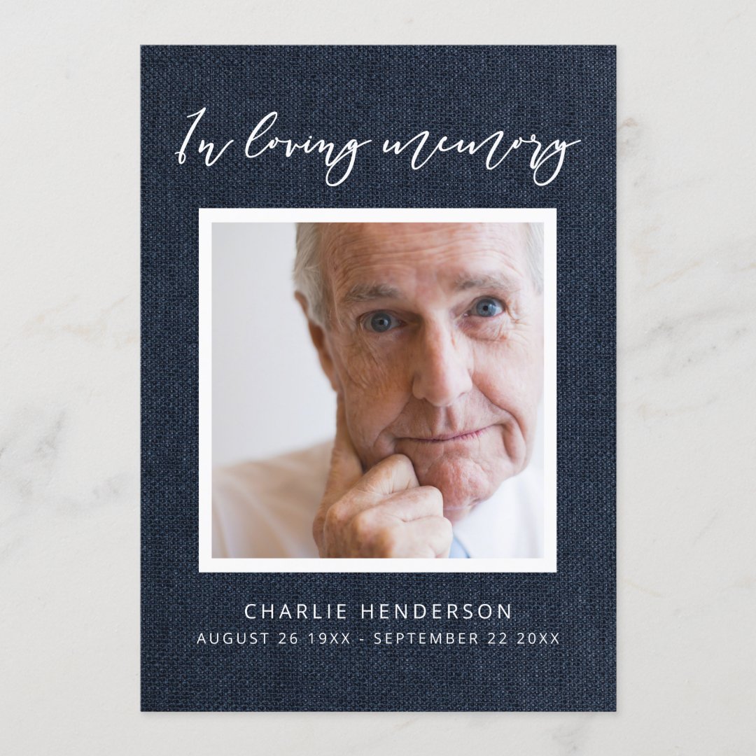 Modern Blue Denim & White In Loving Memory Funeral Program | Zazzle