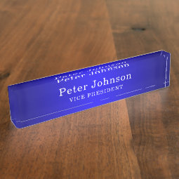 Modern Blue Desk Name Plate | Zazzle