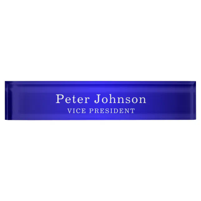 Modern Blue Desk Name Plate | Zazzle
