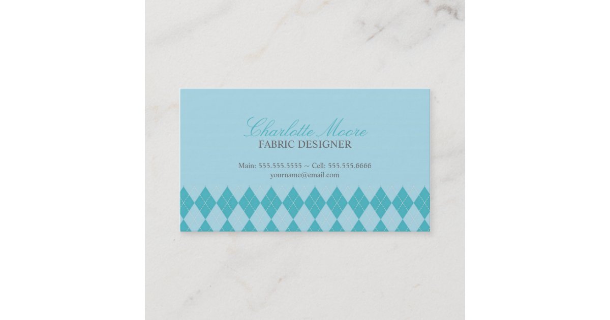 Modern Blue Diamond Pattern Business Card | Zazzle
